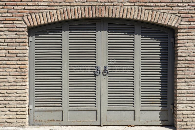 Closed Metal Shutters Blinds and Window Handle Stock Image - Image of ...