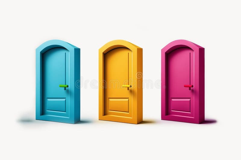 3 doors, 3 options concept stock vector. Illustration of choice - 137072385