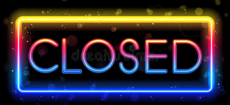 Closed Neon Sign stock vector. Illustration of colorful - 15918384