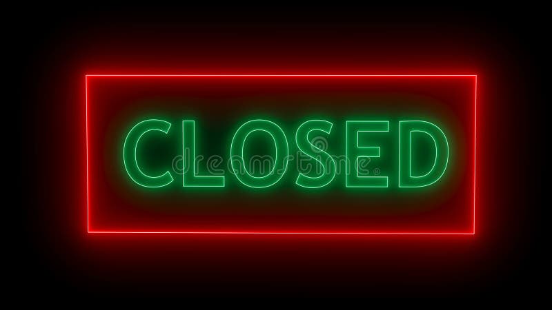 Closed Neon Sign. 3d Rendering Stock Video - Video of bright, cafe ...