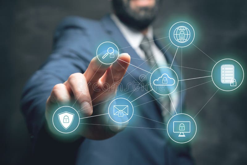 Closed Network Icons. Network with a Lock Stock Image - Image of ...