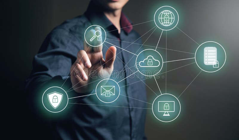 Closed Network Icons. Network with a Lock Stock Image - Image of ...