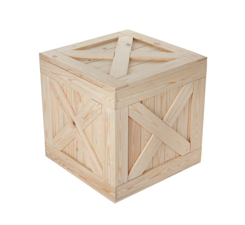 Closed New Wooden Crate Isolated Stock Image - Image of goods, mail ...