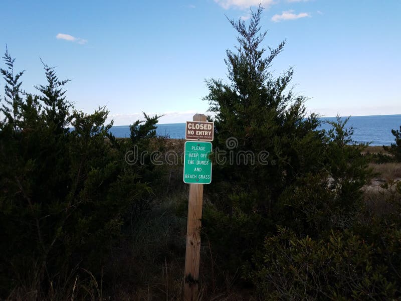 Closed No Entry Please Keep Off Dunes Sign in Delaware Stock Image ...