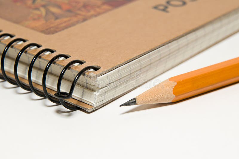 Closed Notebook and Pencil on Over White Stock Photo - Image of memento ...