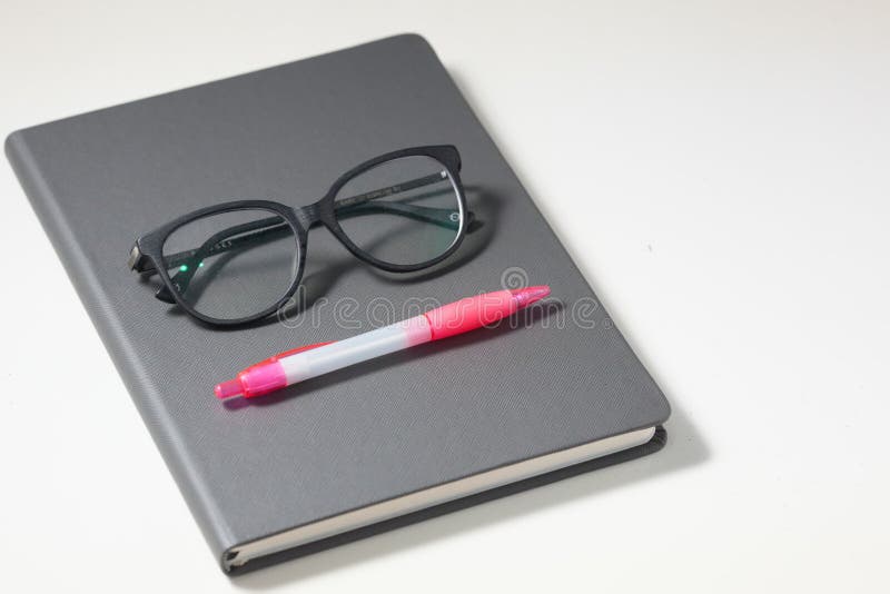 Closed Notebook on White Background with Negative Space Stock Photo ...