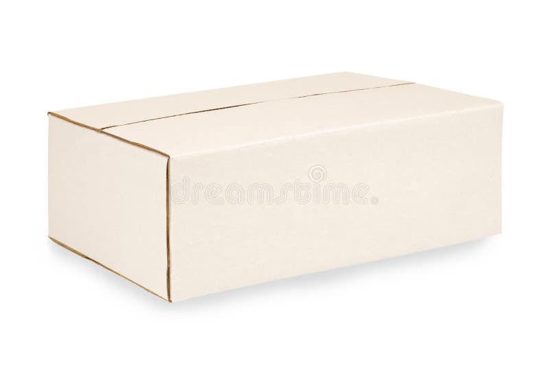 White Cardboard Box, Oblong, Top Closed, Isolated on White Background ...