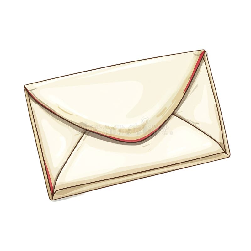 A Closed Off White Envelope with Red Inner Lining Sits Angled on a ...