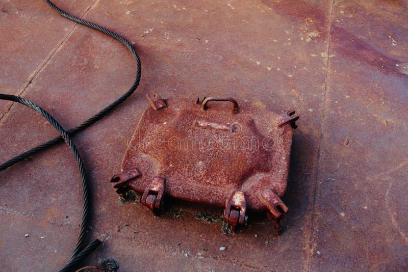 Old rusty ship hatch stock photo. Image of marine, metallic - 219912562