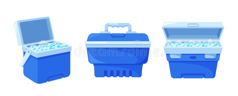 Closed and Open Compact Containers Refrigerators with Ice, for Storing ...