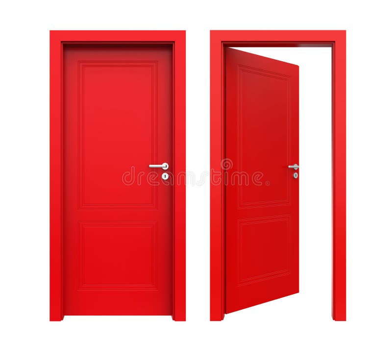 Closed and Open Doors Isolated Stock Illustration - Illustration of ...