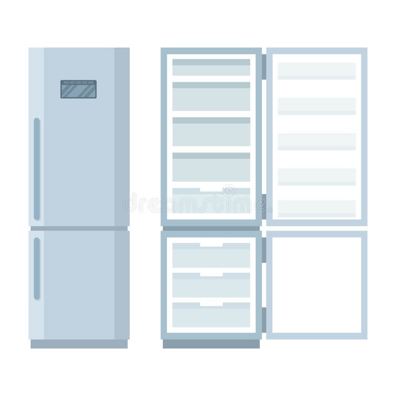 Closed and Open Empty Refrigerator, Vector Illustration Stock Vector ...