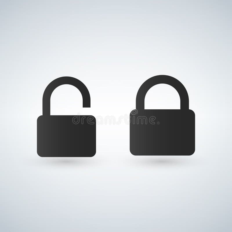 Closed and Open Lock Icons. Stock Illustration - Illustration of ...