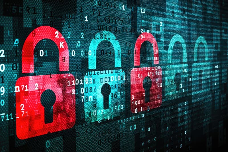 Closed and Open Locks in Code. Stock Illustration - Illustration of ...