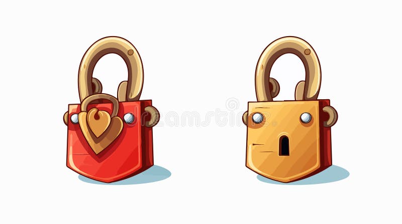 Closed and Open Locks Vector Drawing Cartoon Stock Vector ...