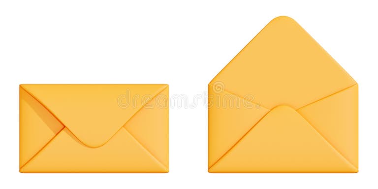 Closed and Open Yellow Envelope Icons Side by Side Stock Illustration ...