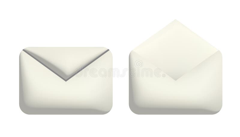 Closed and Opened 3d Letter Envelopes Vector Illustration Design. Stock ...