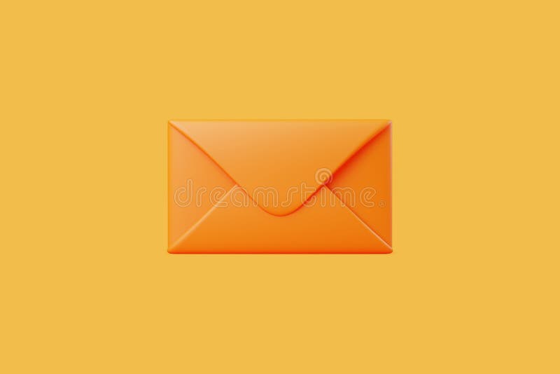 Closed Orange Envelope on Yellow Background Stock Illustration ...