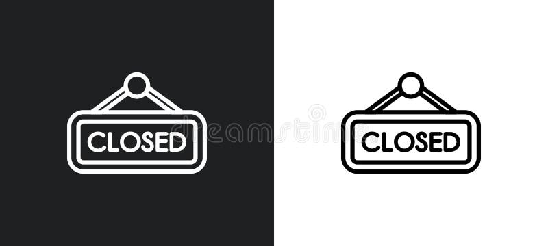 Closed Outline Icon in White and Black Colors. Closed Flat Vector Icon ...