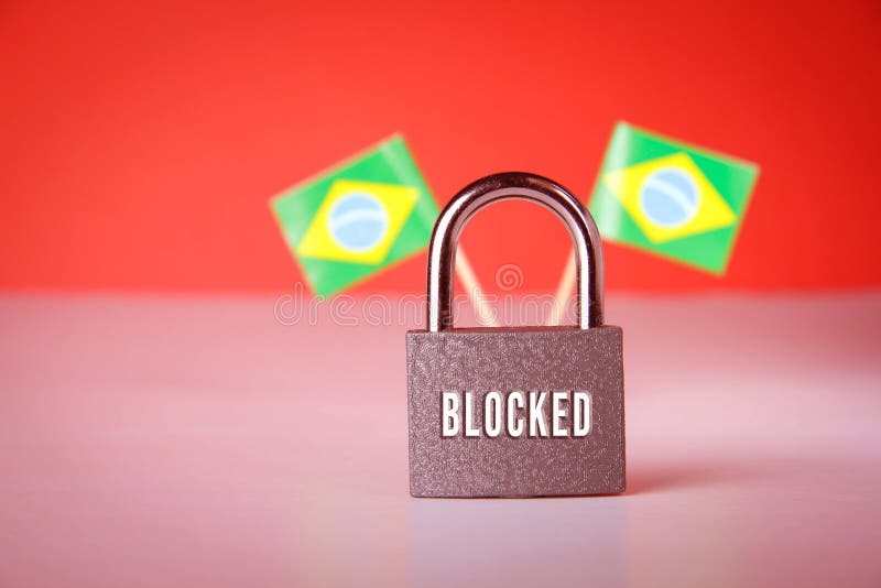 Closed Padlock with the Inscription Lock on Background of the Flag of ...