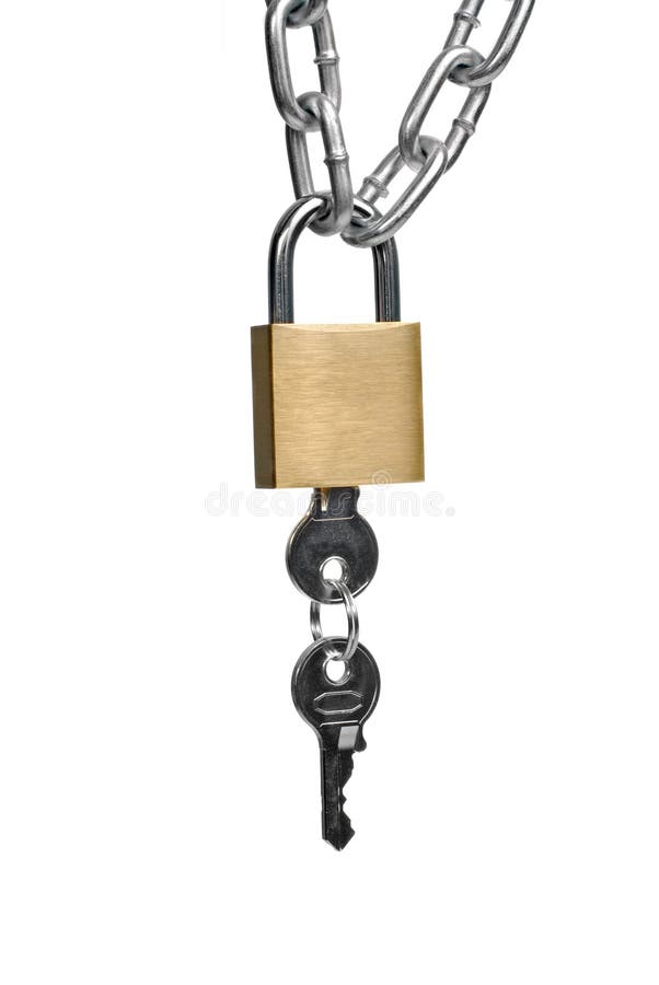 Closed Padlock and Chain with Keys Stock Photo - Image of object, break ...