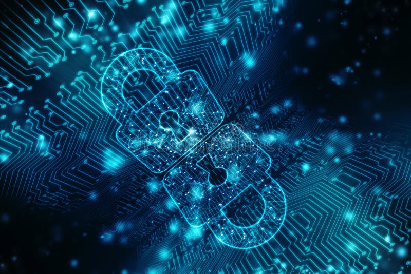 Closed Padlock on Digital Background, Cyber Security and Internet ...