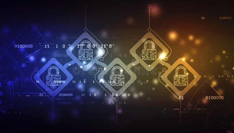 Closed Padlock on Digital Background, Technology Security Concept ...