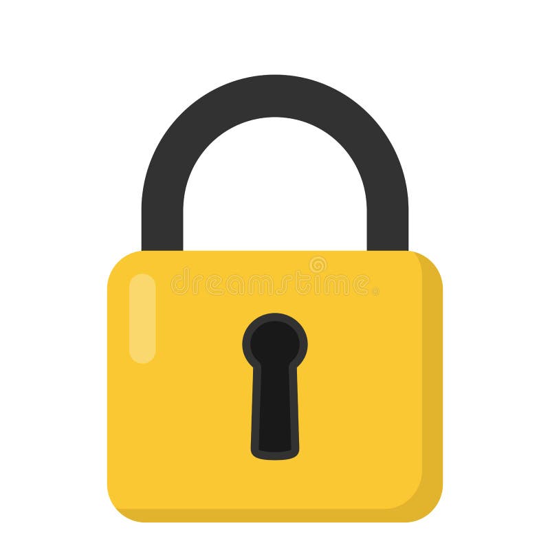 Closed Padlock Outline Flat Icon on White Stock Vector - Illustration ...