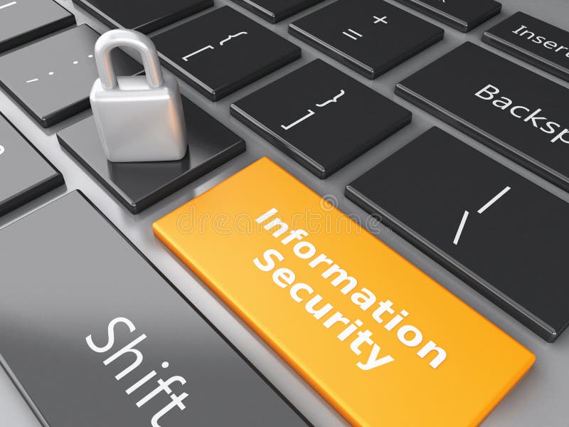 Closed Padlock and Information Security on Computer Keyboard. Pr Stock ...