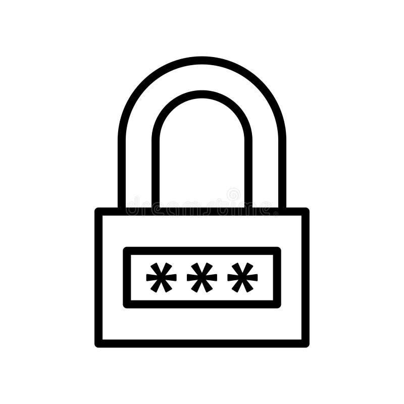 Closed Padlock with Three Asterisks Indicating a Password, on a White ...