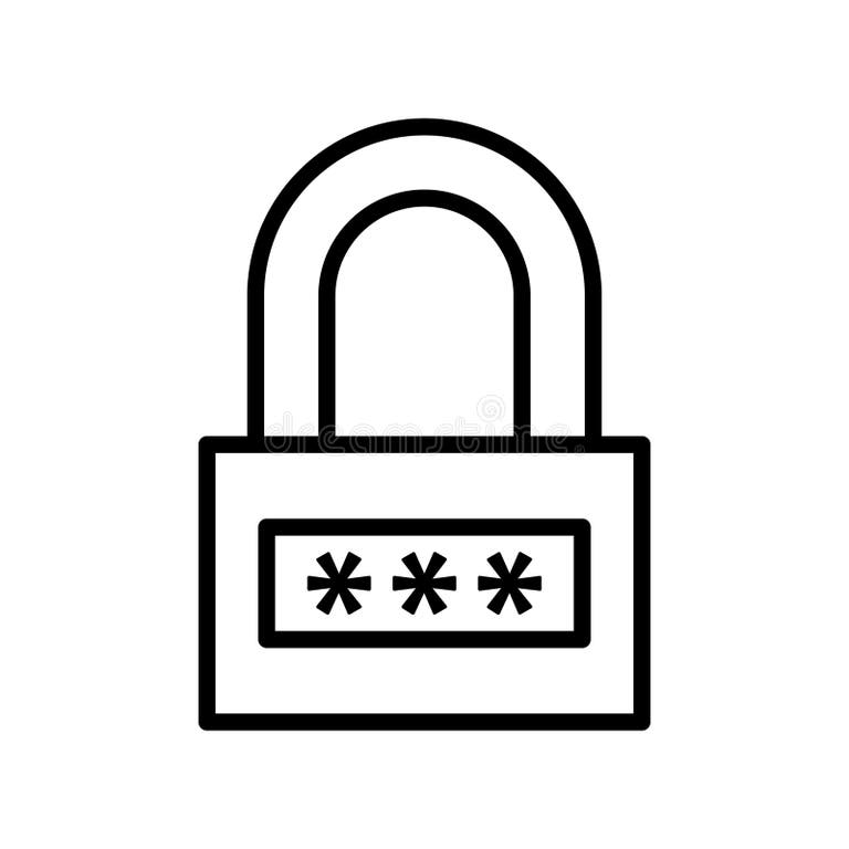 Closed Padlock with Three Asterisks Indicating a Password, on a White ...