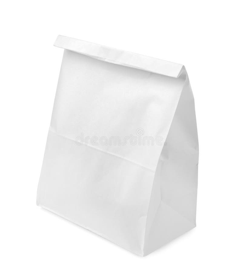 Closed Paper Grocery Bag Isolated on White Stock Photo - Image of carry ...