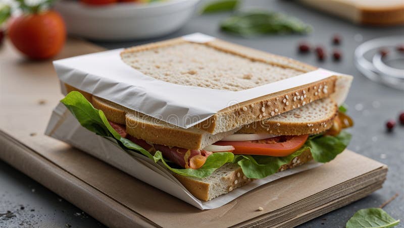 Closed Paper Sandwich Wrapper Folded Neatly, Unmarked with Clean Edges ...