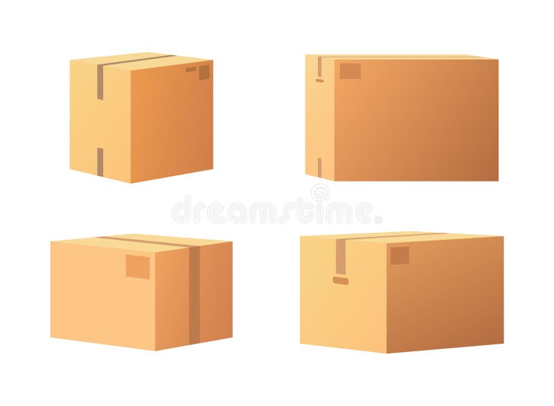 Closed Parcel Icons from Side, Back and Front View Stock Vector ...