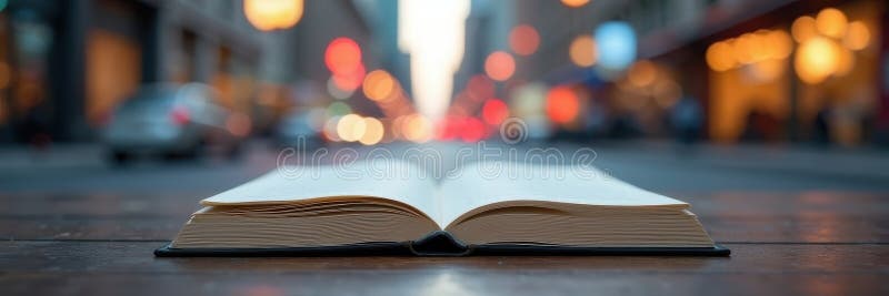 Closed Perspective Notebook Mockup Against Blurred City Background ...