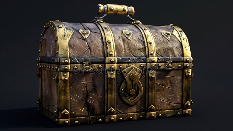 Closed Pirate Chest. Golden Treasure Box Stock Photo - Image of ...