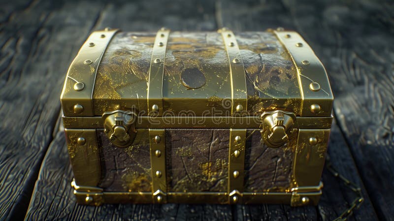 Closed Pirate Chest. Golden Treasure Box Stock Image - Image of rich ...