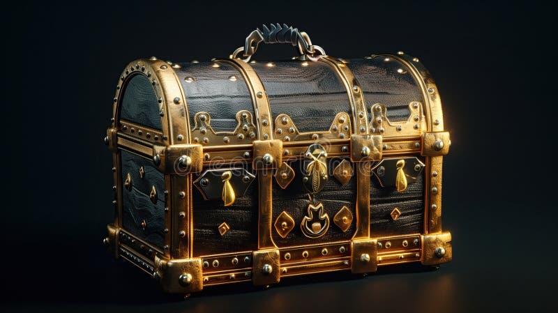 Closed Pirate Chest. Golden Treasure Box Stock Photo - Image of ...