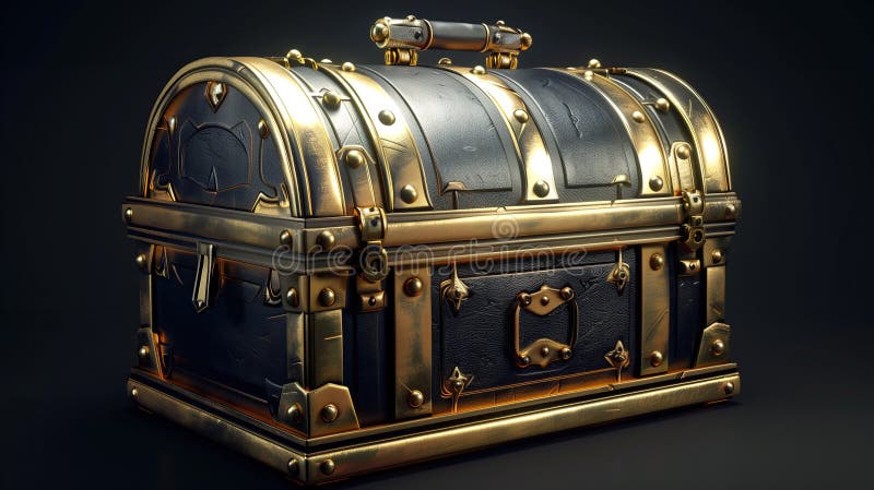 Closed Pirate Chest. Golden Treasure Box Stock Photo - Image of coin ...