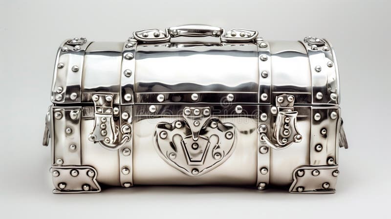 Closed Pirate Chest. Silver Treasure Box Stock Photo - Image of vintage ...