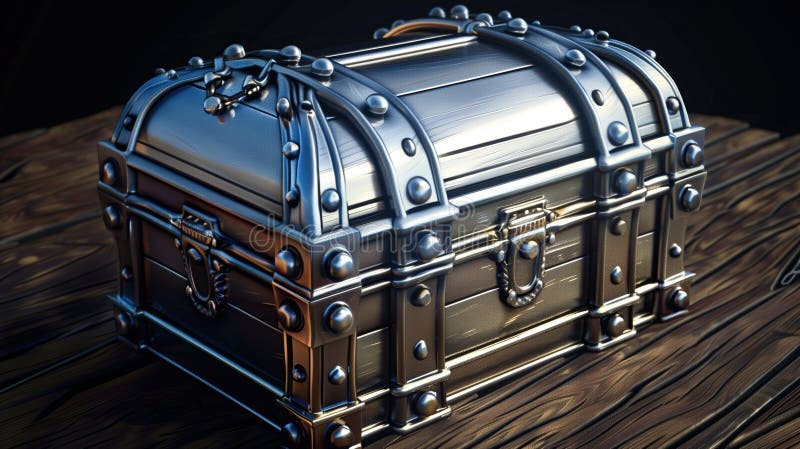 Closed Pirate Chest. Silver Treasure Box Stock Image - Image of design ...