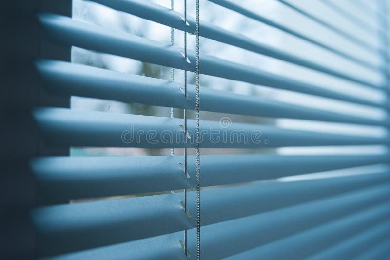 Closed Plastic Blinds on the Window with the Reflection Stock Image ...