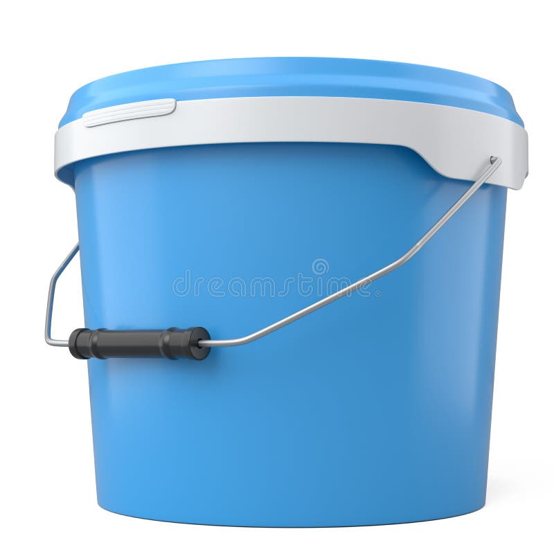 Closed Plastic Can or Buckets of Paint with Handle on White Background ...