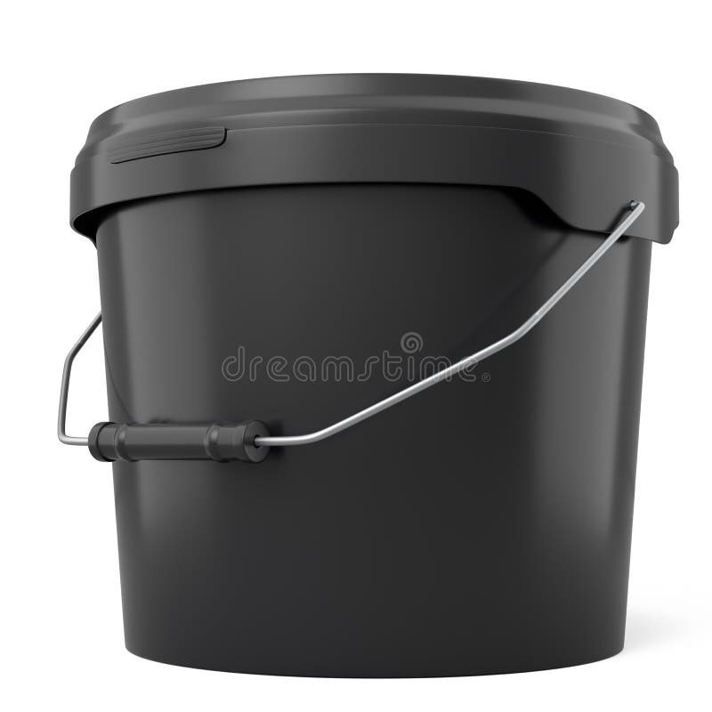 Closed Plastic Can or Buckets of Paint with Handle on White Background ...
