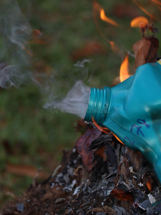 Plastic Container on Fire and Burning Stock Photo - Image of burn ...