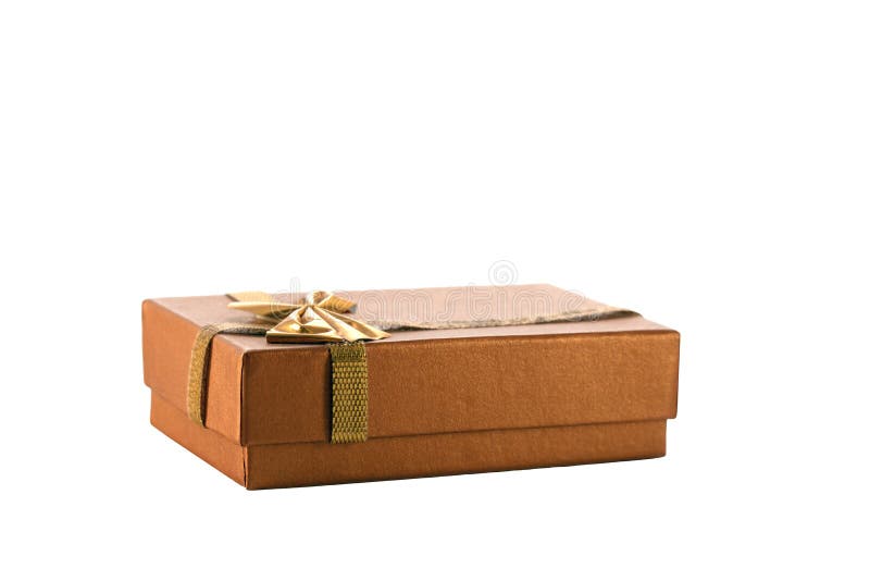 Closed Rectangular Golden Gift Box for Jewelry Isolated on White ...