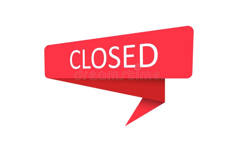 Closed. a Red Banner, Pointer, Sticker, Label or Speech Bubble for Apps ...