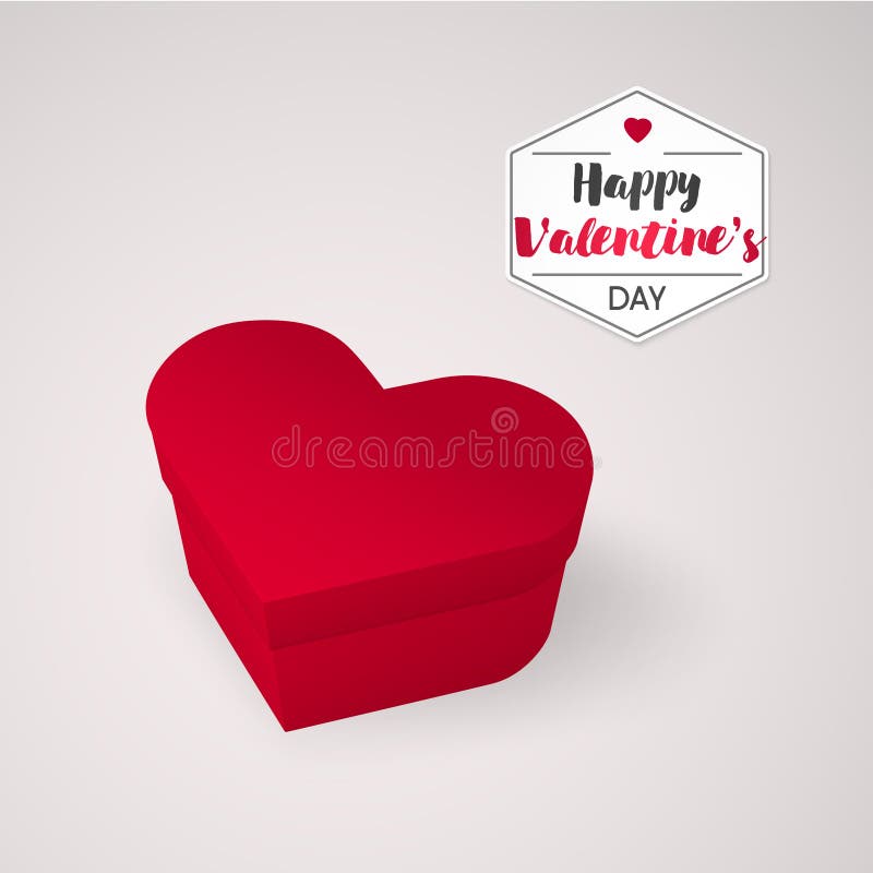Closed Red Box in the Shape of a Heart, Present for St. Valentine`s Day ...
