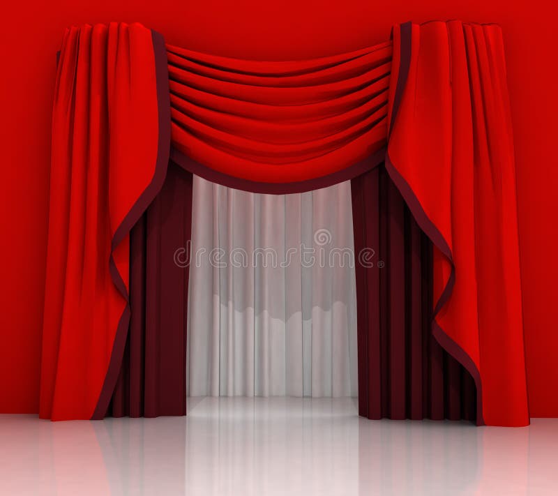Closed red curtain scene stock illustration. Illustration of culture ...