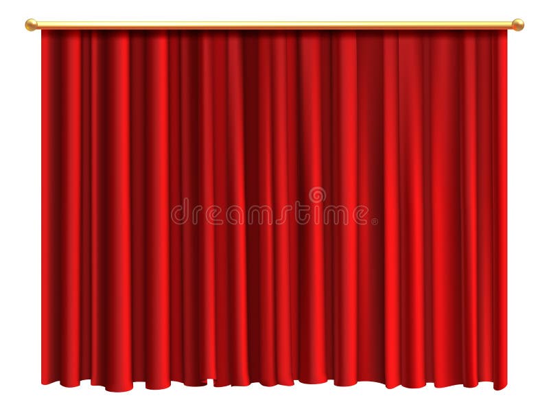 Closed Red Curtains. Realistic Scene Drapes Mockup Stock Vector ...